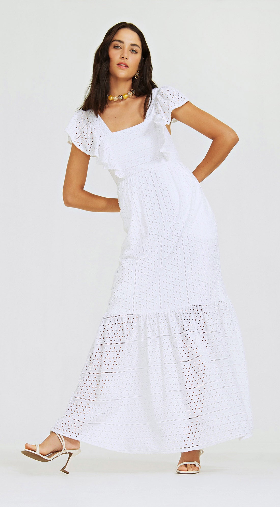 RUFFLED SQUARE NECKLINE DRESS